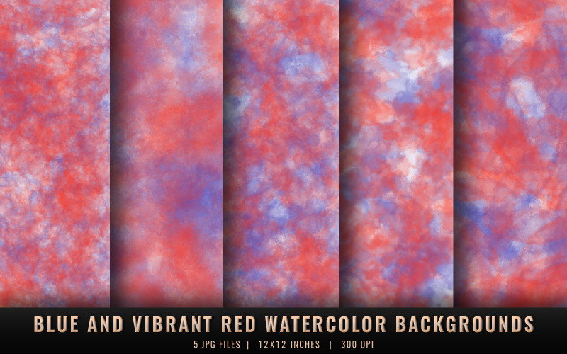 Blue and Vibrant Red Watercolor Backgrounds - TemplateMonster