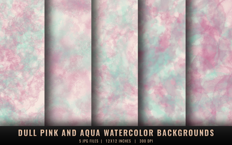 Dull Pink and Aqua Watercolor Backgrounds - TemplateMonster