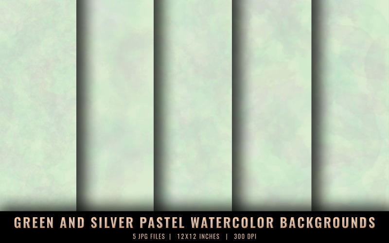 Green and Silver Pastel Watercolor Backgrounds