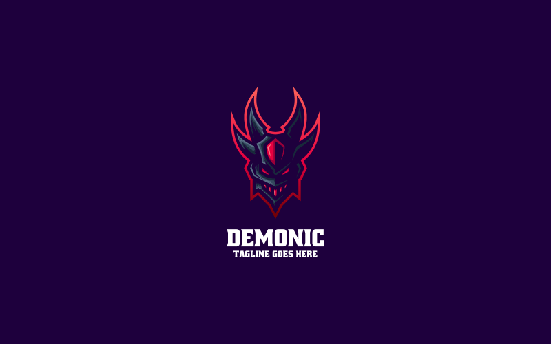 Logotipo de mascote simples demoníaco - TemplateMonster