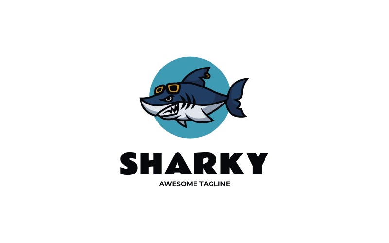 Logotipo simples do mascote Sharky 22 - TemplateMonster