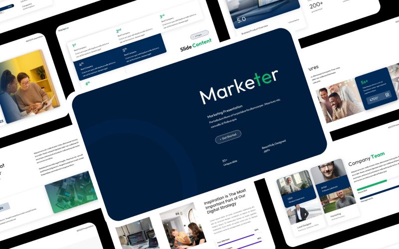 Marketer Marketing Presentation #494698 - TemplateMonster