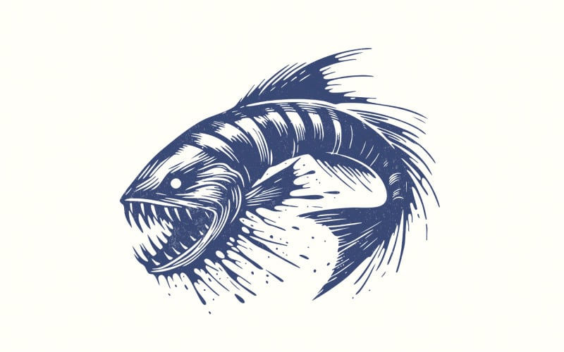 Deep-Sea Monster Fish PNG, Vintage Horror Marine Art, Spooky Ocean ...