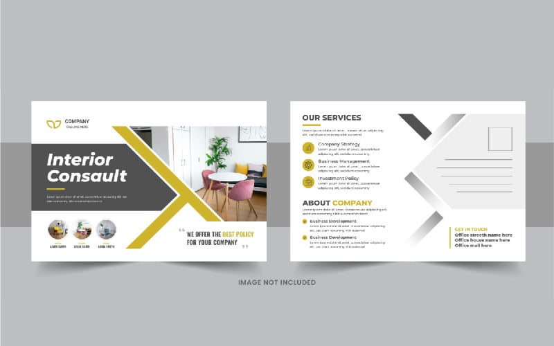 Modern interior design expert postcard or Interior business eddm ...
