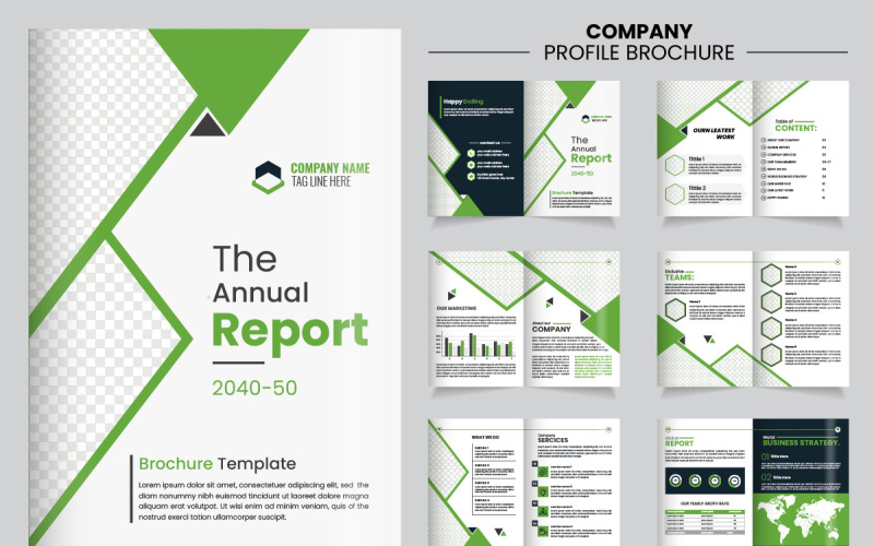 Company profile bi-fold brochure template design concept
