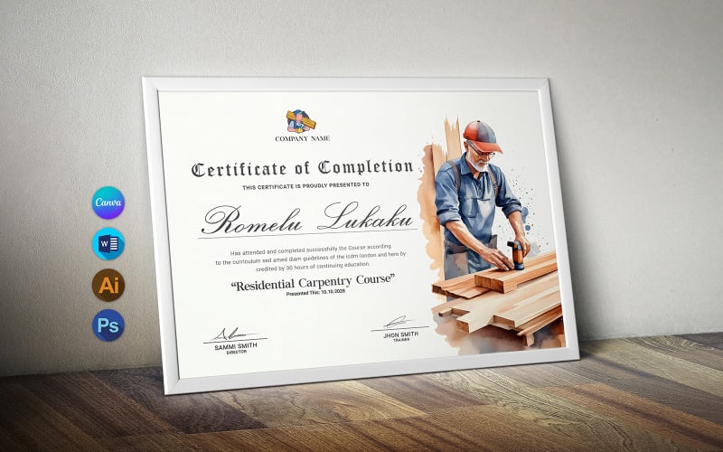 Canva Carpenter Training Certificates - TemplateMonster