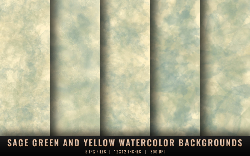Sage Green and Blue Watercolor Backgrounds - TemplateMonster