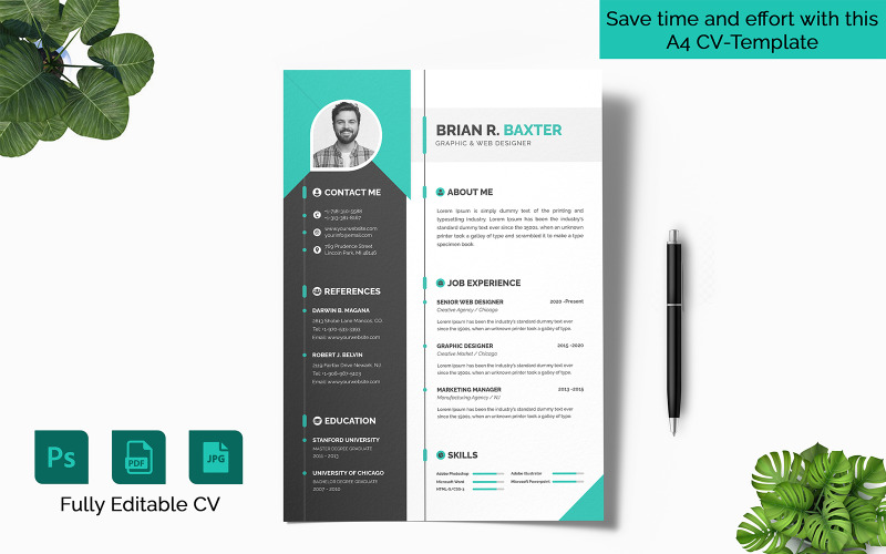 Clean-Modern-Resume-Template #496240 - TemplateMonster