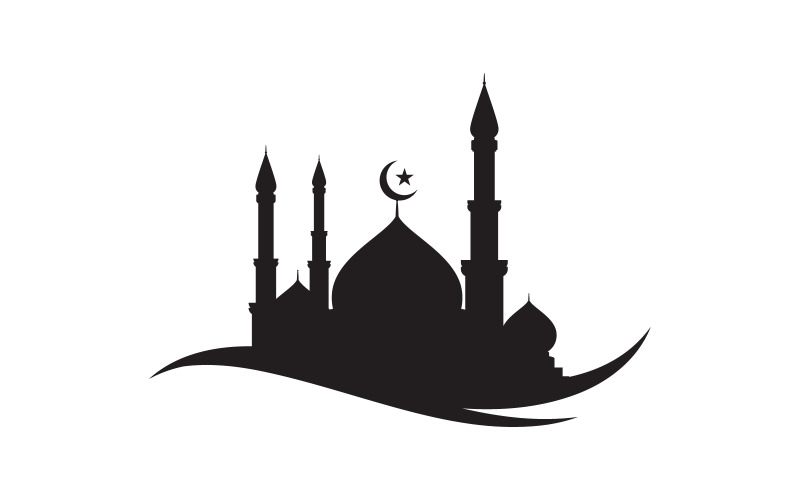 İslami Yapı Cami Logo İllüstrasyon tasarım şablonu v.5