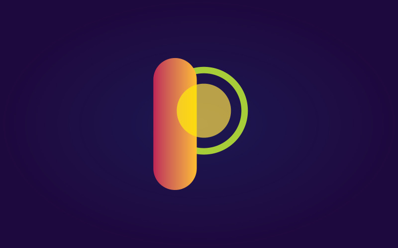 Plantilla de diseño de logotipo con letra P moderna en color naranja