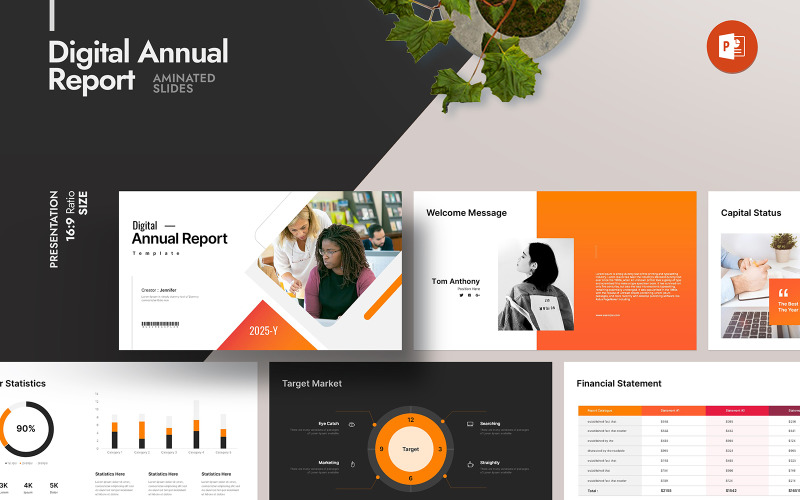 Présentation PowerPoint du rapport annuel - TemplateMonster