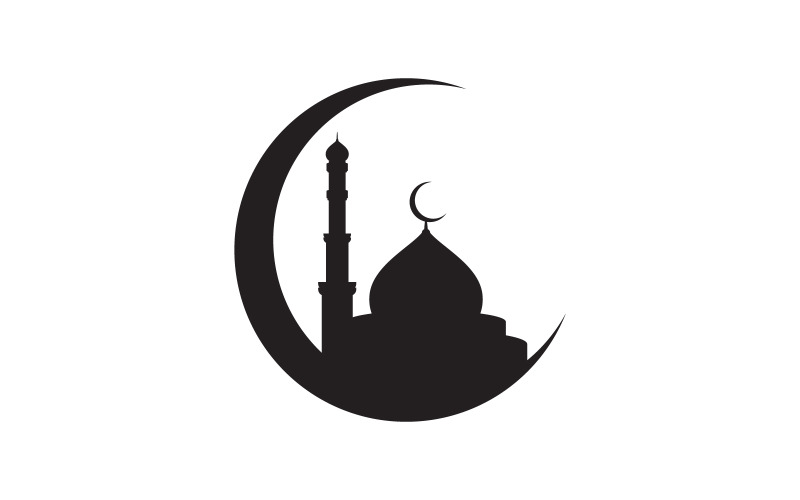 İslami Yapı Cami Logo İllüstrasyon tasarım şablonu v.39