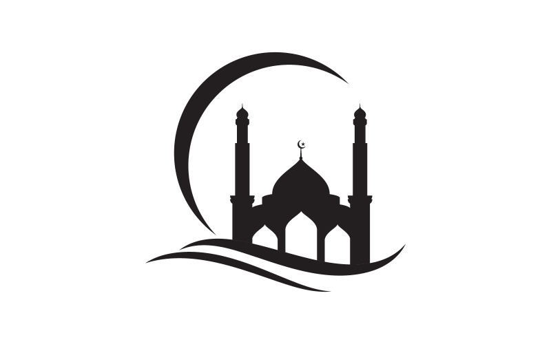 İslami Yapı Cami Logo İllüstrasyon tasarım şablonu v.8