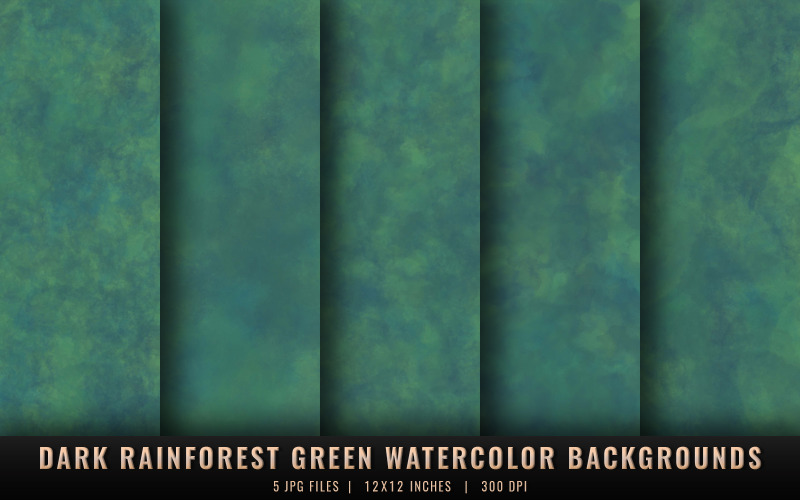 Dark Rainforest Green Watercolor Backgrounds