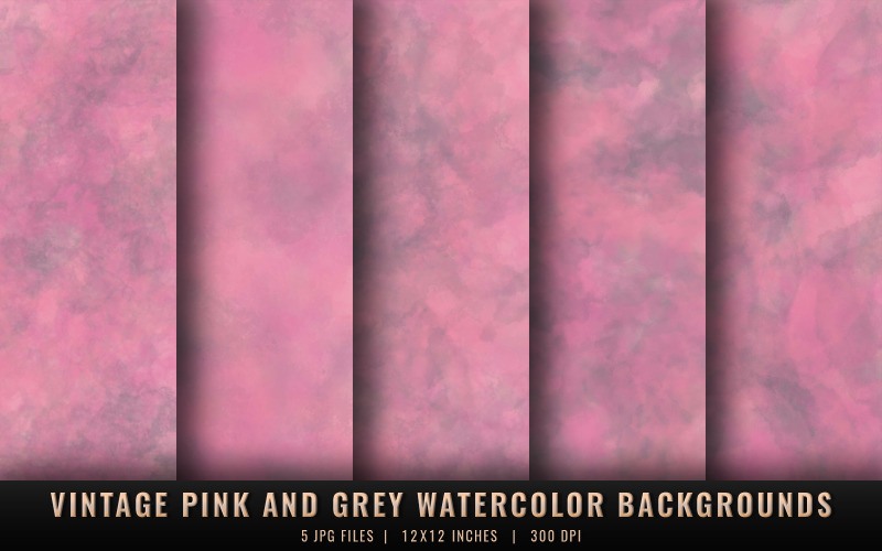 Vintage Pink and Grey Watercolor Backgrounds