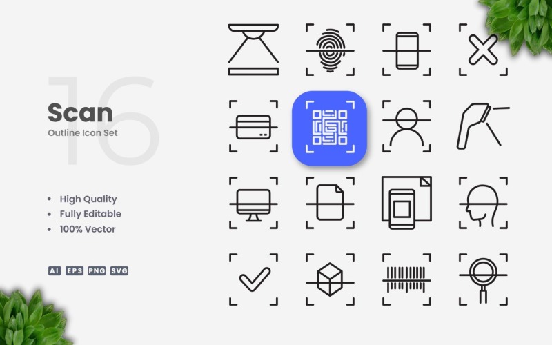 16 Scan Outline Icon Collection #496862 - TemplateMonster