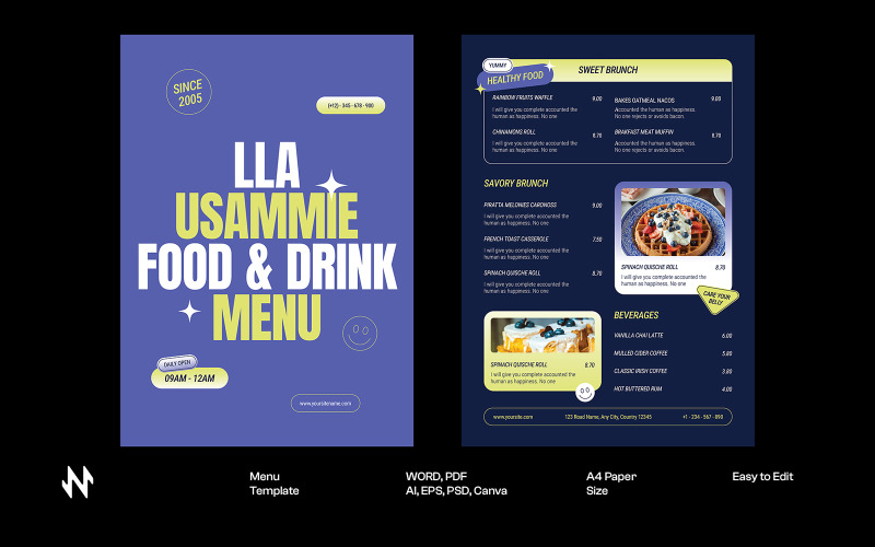 Modern Cafe Menu Template #496906 - TemplateMonster
