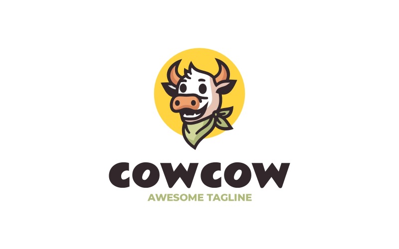 Logotipo simples do mascote Cowcow 2 - TemplateMonster