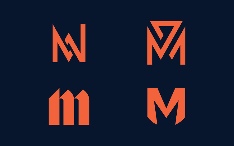 Elementos de plantilla de diseño de logotipo con la letra M 14