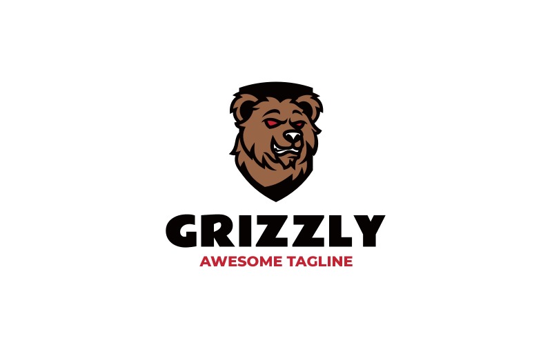 Grizzly Simple Mascot Logo 6 #498095 - TemplateMonster