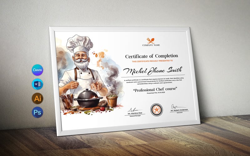 Canva Chef Certificate Template #498141 - TemplateMonster