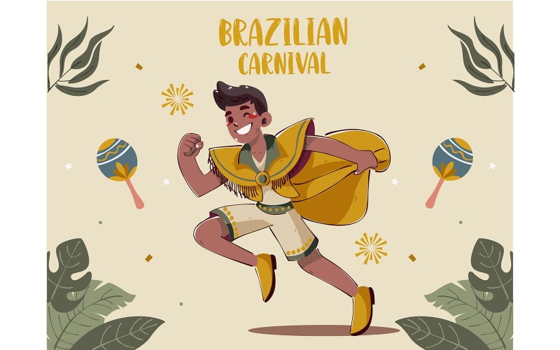 Brazilian Carnival with Colorful Character in Traditional Costume ...