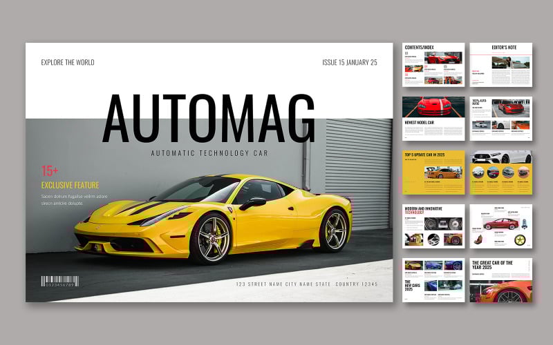 Car Magazine Template Landscape #498237 - TemplateMonster
