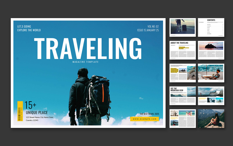 Travel Magazine Layout Template Landscape - TemplateMonster