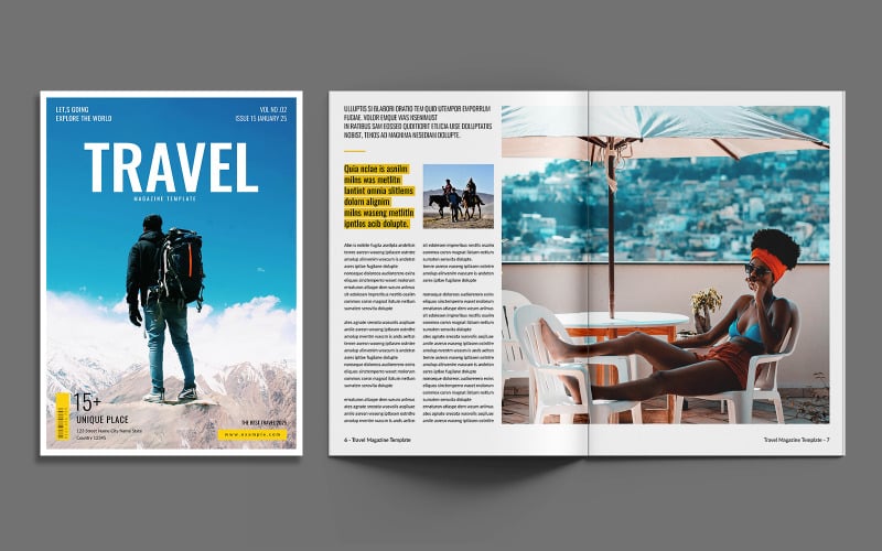 Travel Magazine Template Design #498214 - TemplateMonster