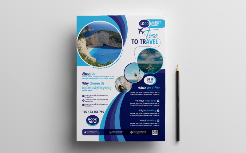 Modern Design Travel Agency Flyer Template - TemplateMonster