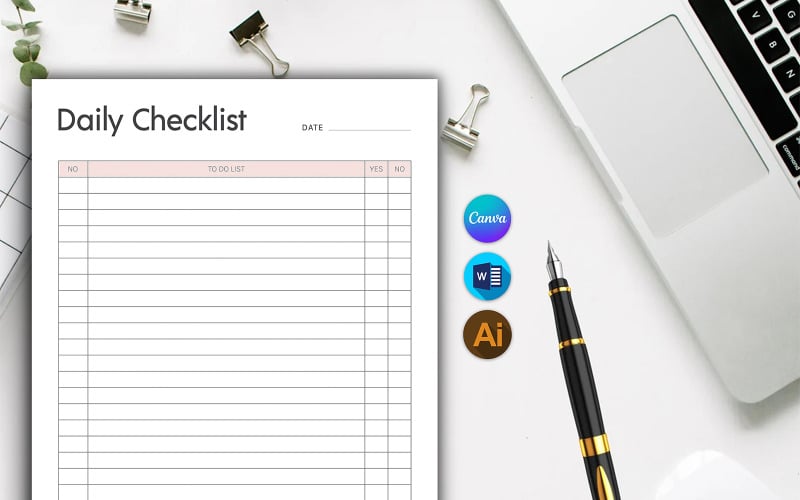 Canva Daily Checklist Planner #498406 - TemplateMonster