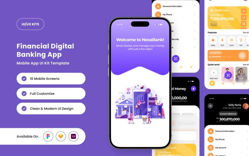 NexaBank – Minimalist Banking App UI Kit - TemplateMonster