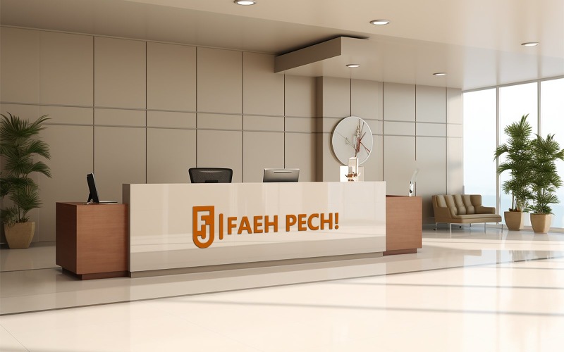 Office counter logo mockup design template - TemplateMonster