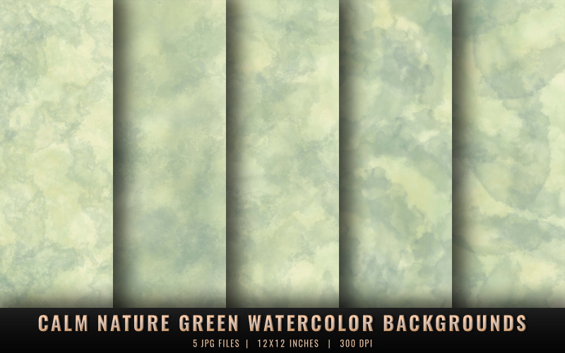 Calm Nature Green Watercolor Backgrounds - TemplateMonster