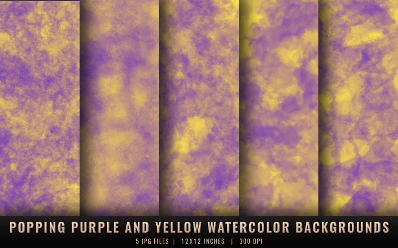 Popping Purple and Yellow Watercolor Backgrounds