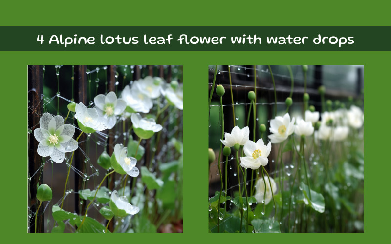 Alpine lotus leaf flower with water drops - TemplateMonster