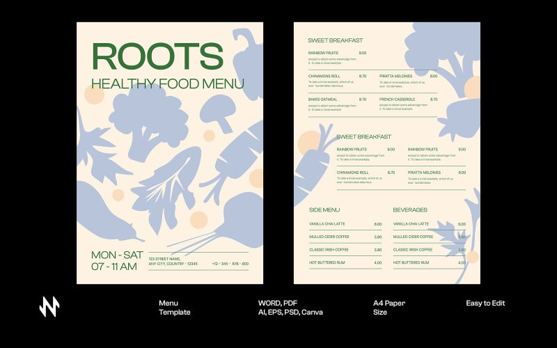 Simple Healthy Food Menu Template #500072 - TemplateMonster