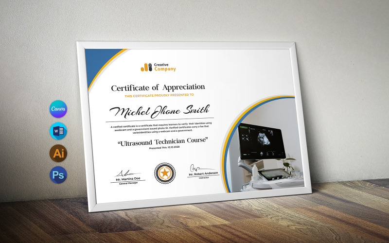 Canva Ultrasound Technician Course Certificate