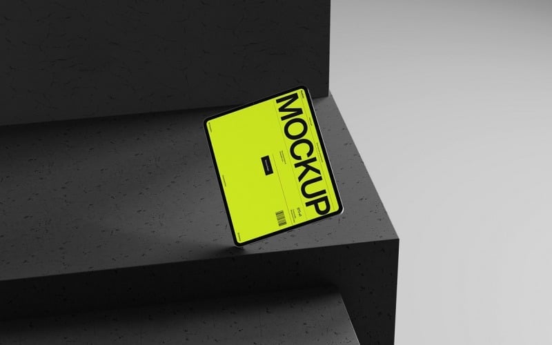 Modern Floating Tablet Mockup on Dark Concrete