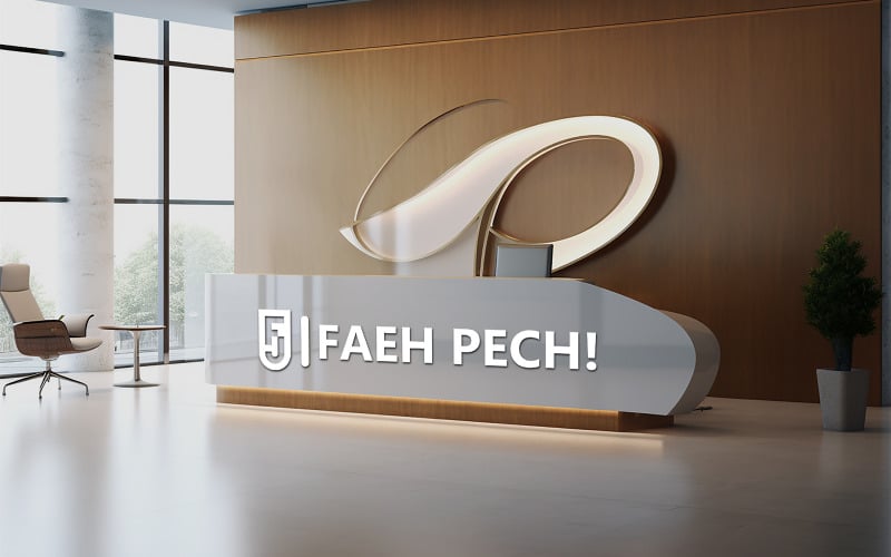 Glass office desk logo mockup #500355 - TemplateMonster