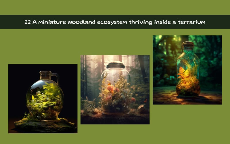 A miniature woodland ecosystem thriving inside a terrarium