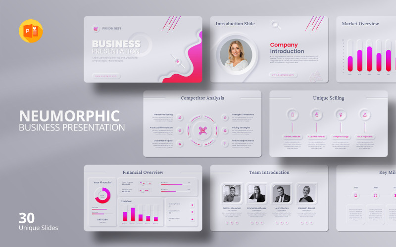 Sleek Neumorphic Business PowerPoint Presentation Template