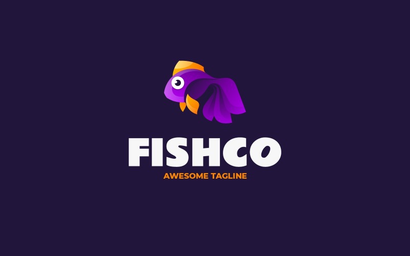 Logotipo colorido degradado de Fishco 2 - TemplateMonster