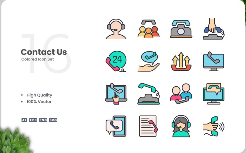 16 Contact Us Icon Color Set #500816 - TemplateMonster