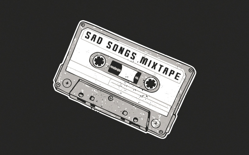 Sad Songs PNG, 90s Cassette Sticker, Nineties Cute Design, Sublimation ...