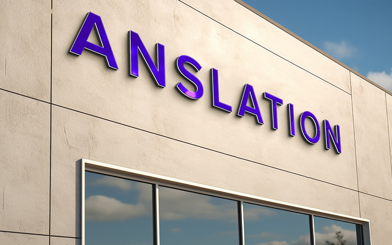 Building wall 3d purple logo mockup psd replace your logo