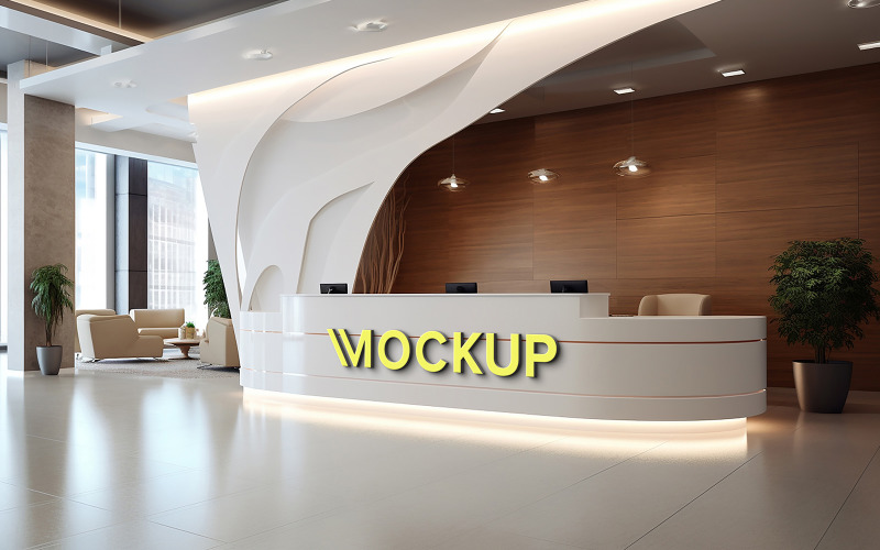 Hotel counter logo mockup psd #501669 - TemplateMonster