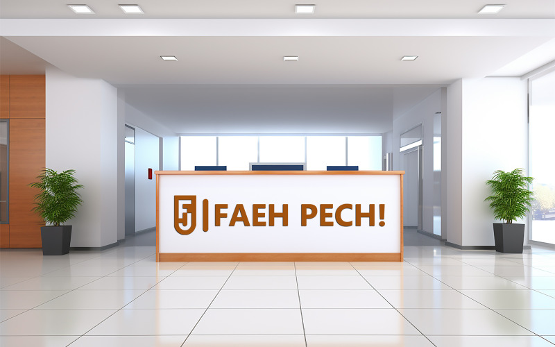 Office white desk logo mockup #501902 - TemplateMonster