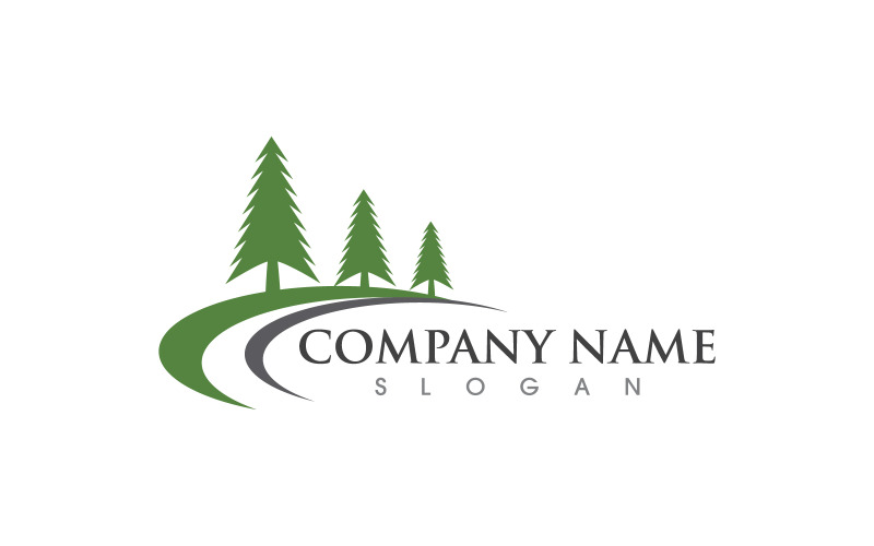 Diseño de ilustración vectorial del logotipo del icono del árbol de cedro v.8