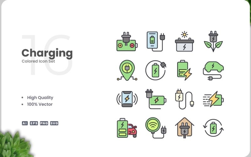 16 Charging Icon Color Set #502605 - TemplateMonster